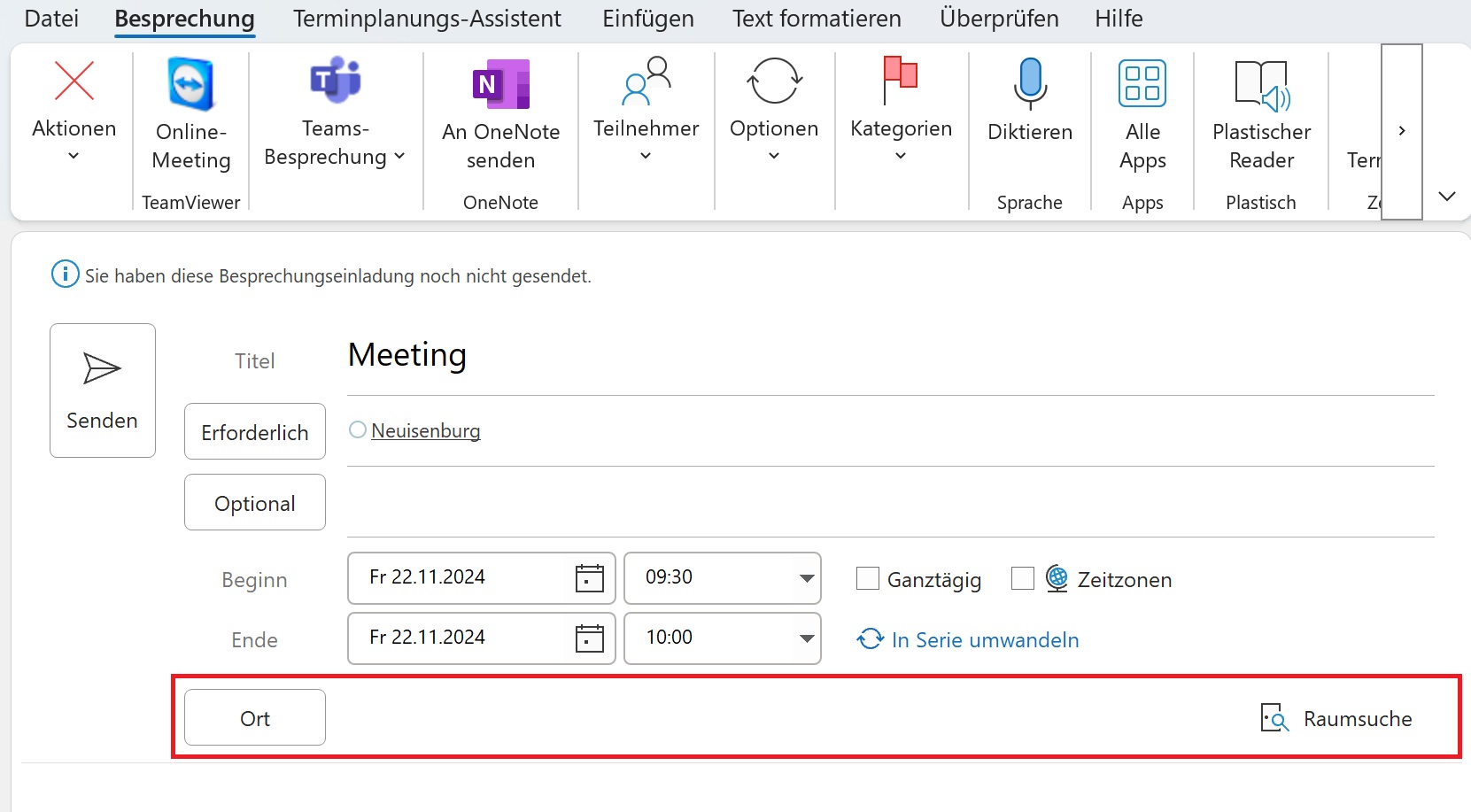 Check the availability of meeting rooms in Outlook